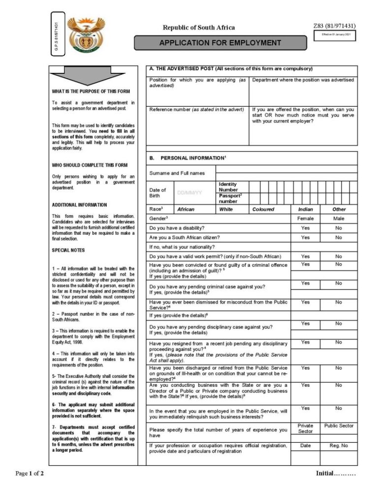 Download Z83 Form (PDF & Word) + Editable 2023-2025