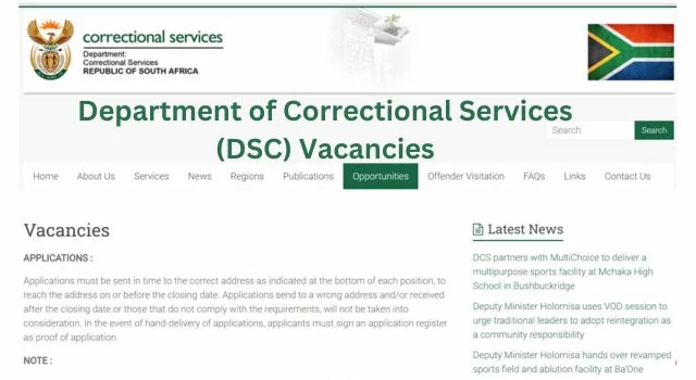Department of Correctional Services (DCS) Vacancies | Govnet Department of Correctional Services (DCS) Vacancies | Govnet
